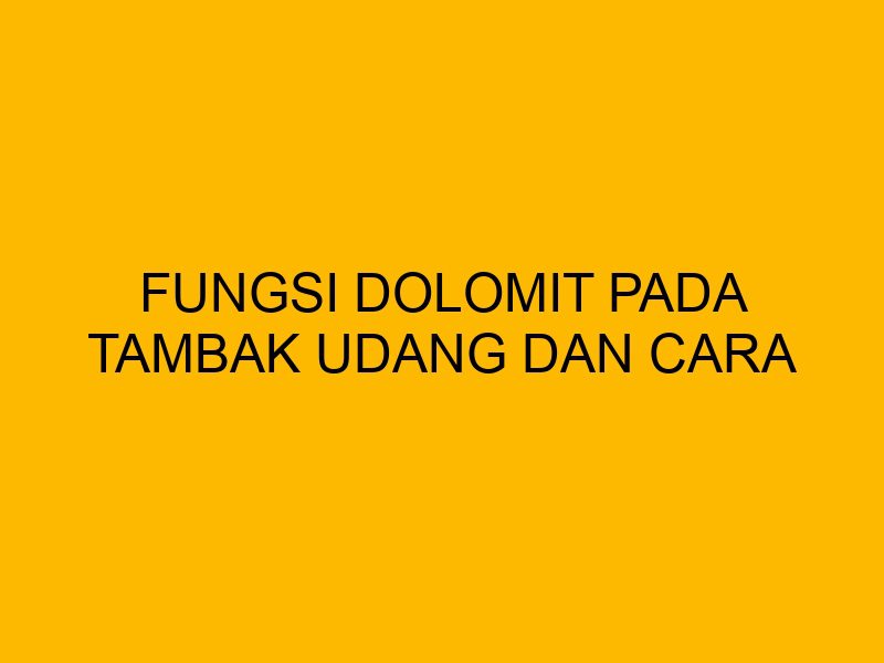Fungsi Dolomit pada Tambak Udang dan Cara Pemberiannya