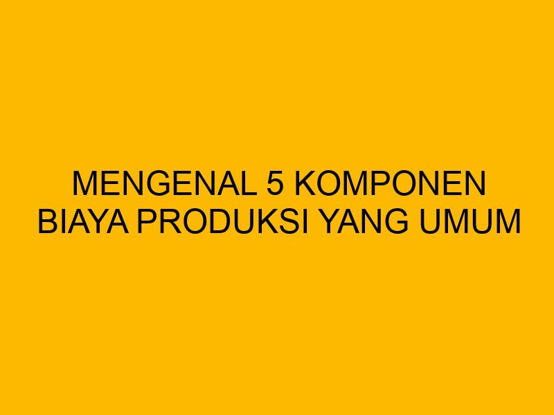 Mengenal 5 Komponen Biaya Produksi yang Umum Digunakan Perusahaan