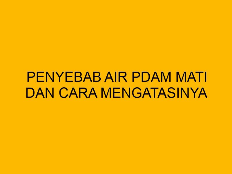 Penyebab Air PDAM Mati dan Cara Mengatasinya