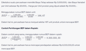 Cara Menghitung BEP (Break Even Point) dan Contoh Soal