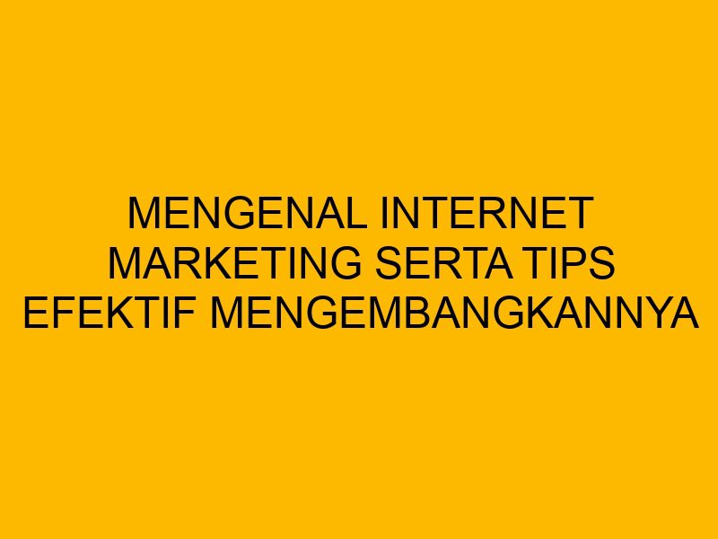 Mengenal Internet Marketing Serta Tips Efektif Mengembangkannya